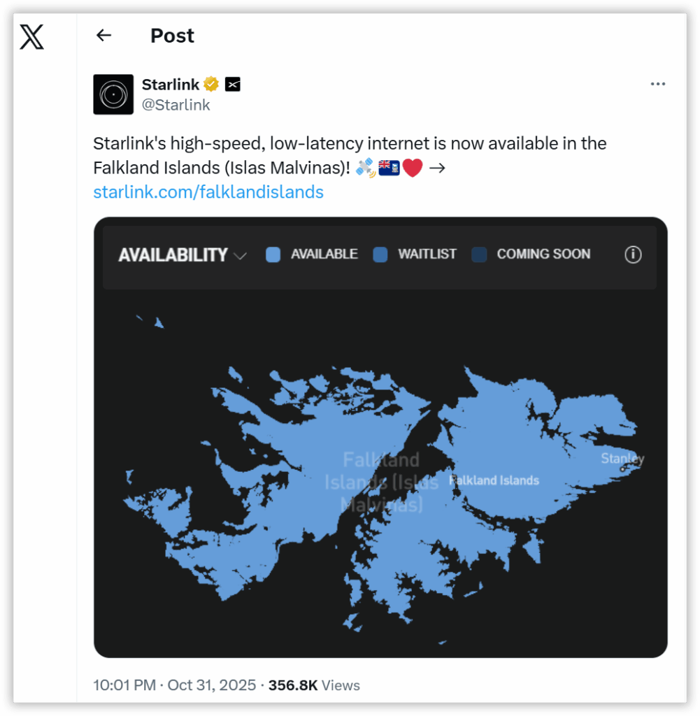 Starlink Falklands Local Media October - November 2025 – OpenFalklands